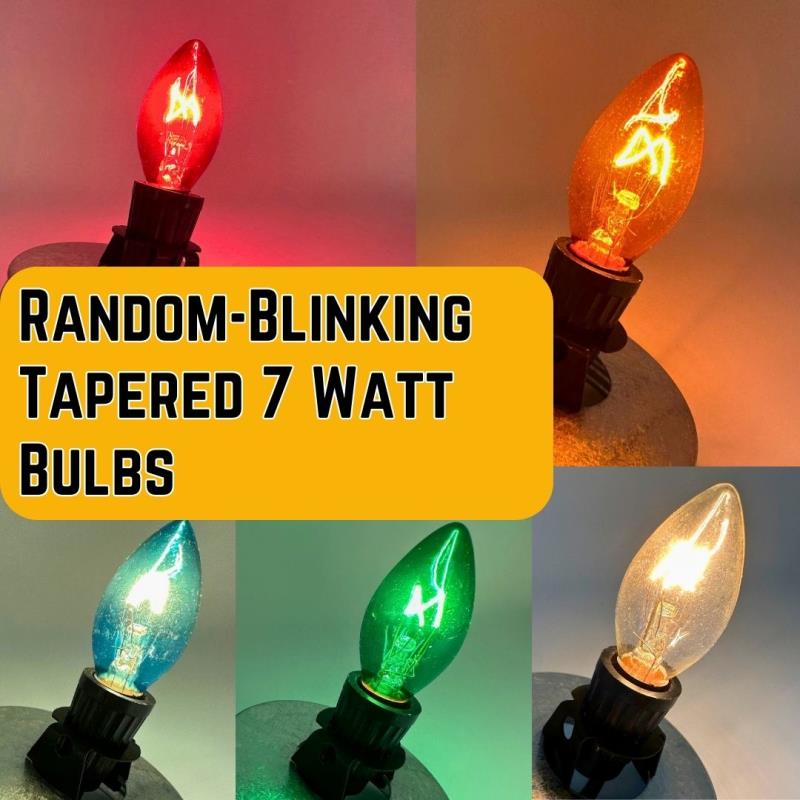 Tapered, Colored, Steady-Burning & Random-Blinking Light Bulbs ...