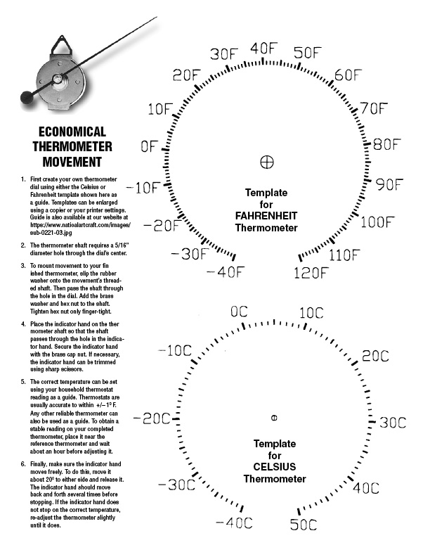 National Artcraft Thermometer Movement - Indoor/Outdoor - National Artcraft
