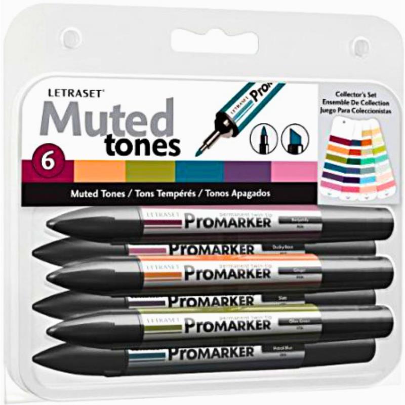 Letraset ProMarker Color Ink Markers MUTED Tones - National Artcraft